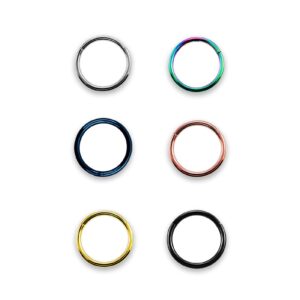 topbright 6 pcs a set seamless septum rings clicker 16g stainless steel hinged segment rings for daith and lip piercing (8mm)…