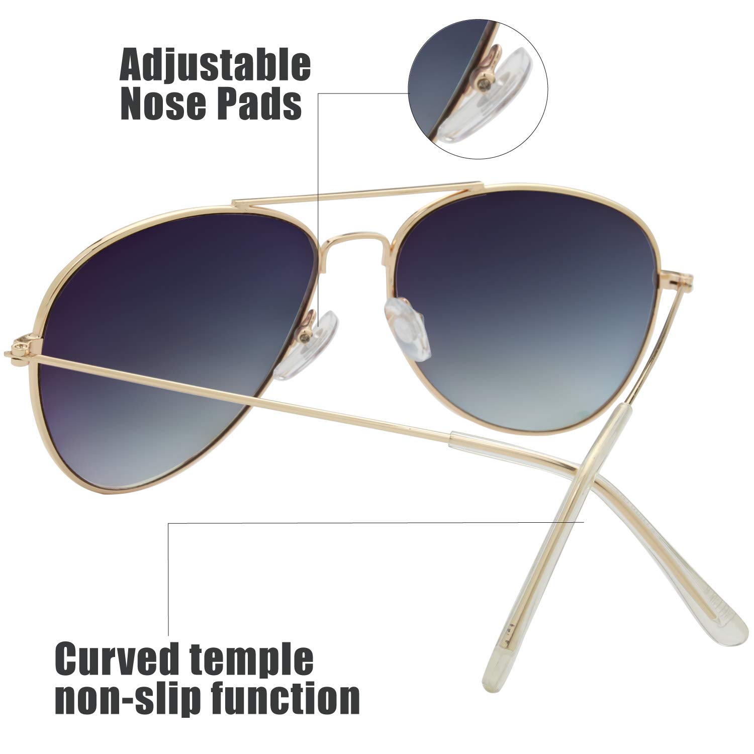 The Fresh Classic Metal Frame Mirror Lens Aviator Sunglasses with Gift Box (05c-GOLD, Gradient PINK)