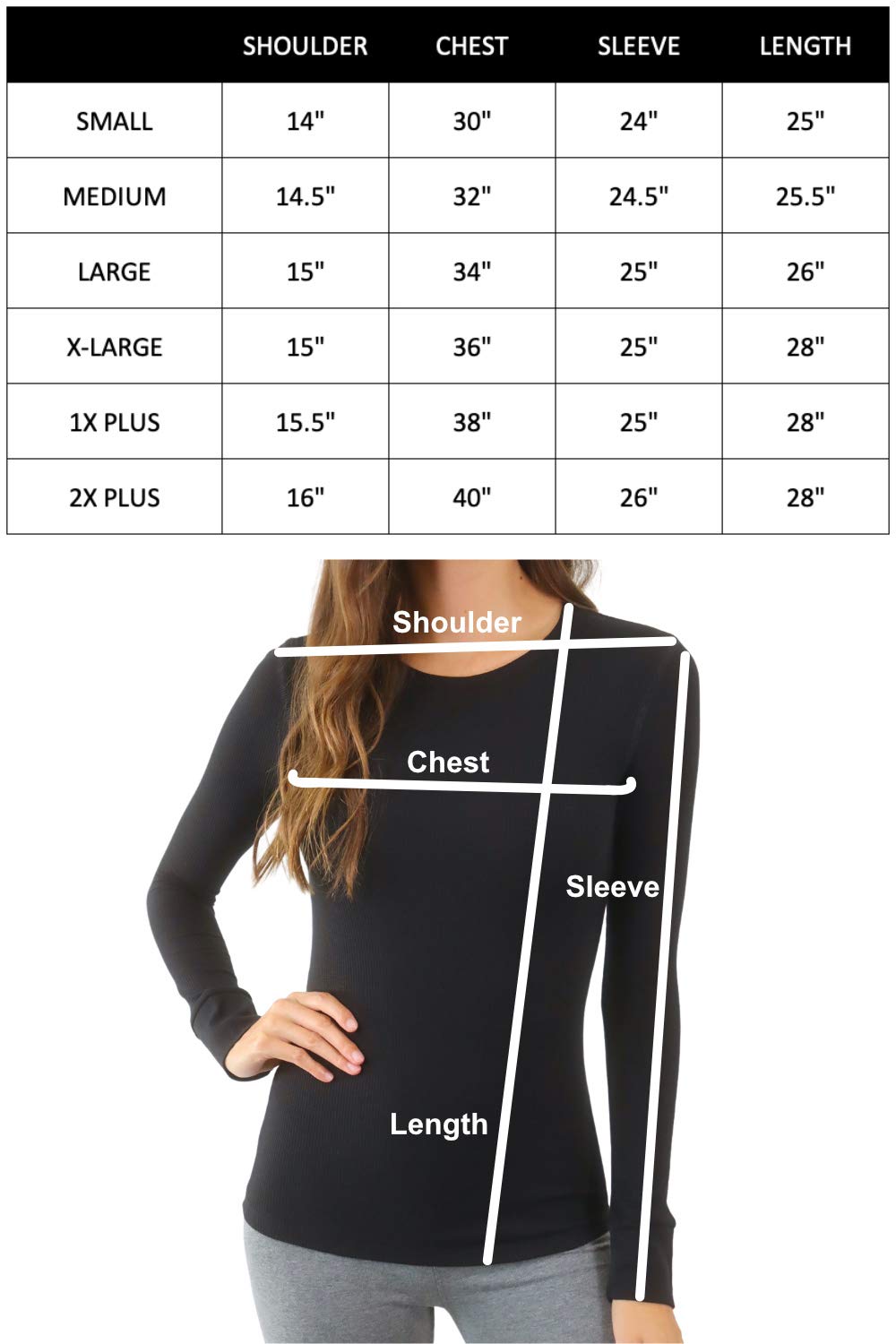 Pure Look Women's Long Sleeve Waffle Knit Stretch Cotton Thermal Underwear Shirt, Large, Henley Black