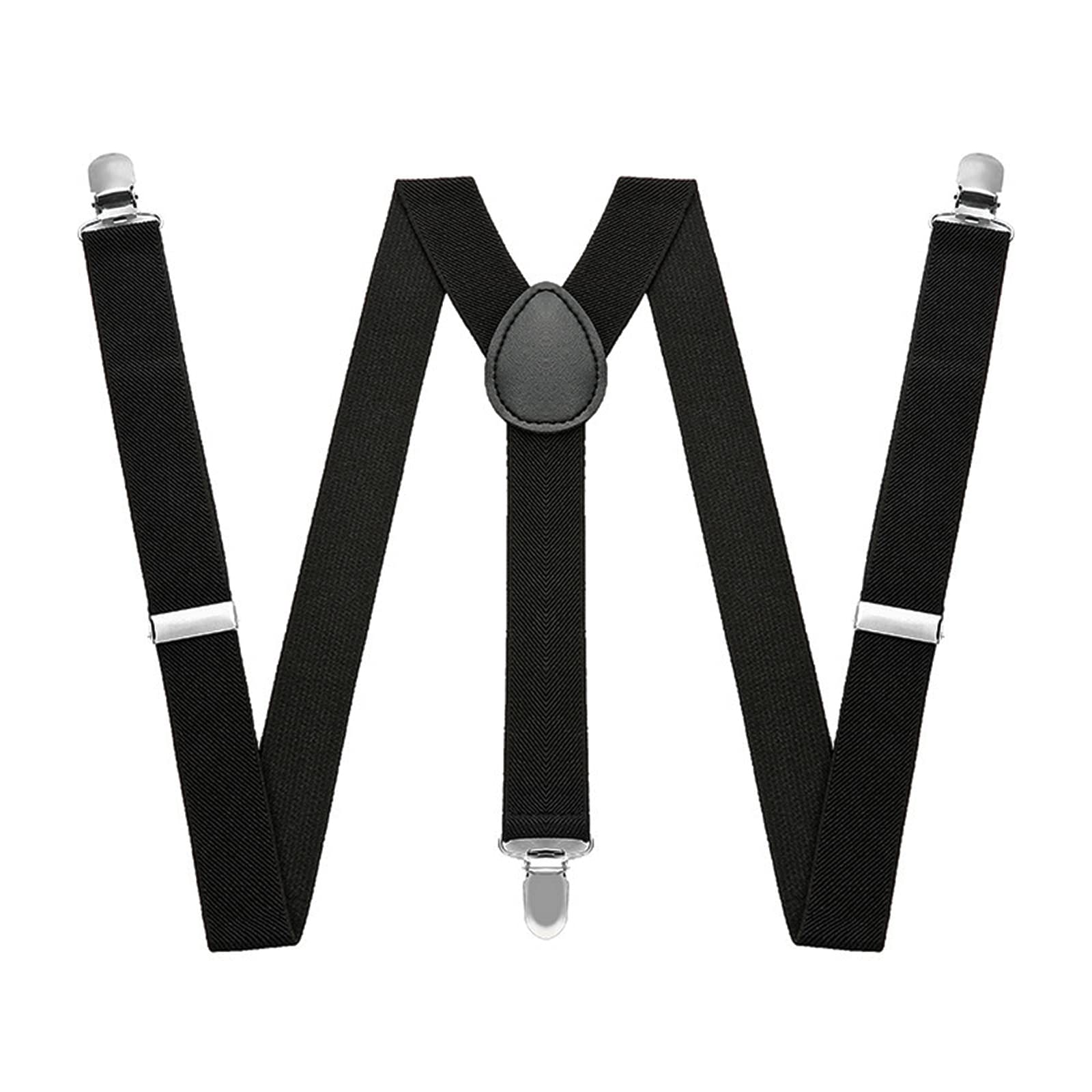 YOTOZU Elastic Adjustable Heavy Duty Suspenders Y Shaped Braces with Strong Clips for Trousers Clip On One Size Fits All Men and Women,Black