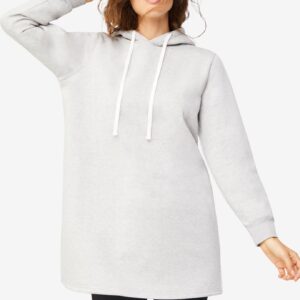 Ellos Women's Plus Size Hooded Sweatshirt Tunic - 22/24, Dusty Pink