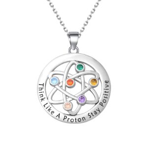 feelmem atomic science necklace chemist gift atom chemistry science symbol necklace for scientist physicist graduation gift