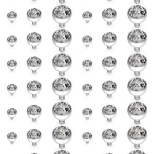 Gadeaila 14G Dermal Piercing Jewelry, 48Pcs Titanium Anchor Tops with 2/3/4MM White CZ Diamonds, for Women & Men