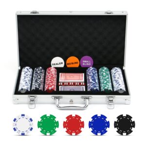 nolie casino poker chip set 300 pcs with reinforced aluminum case for gambling(11.5 gram)