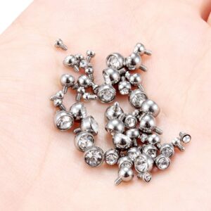 Gadeaila 14G Dermal Piercing Jewelry, 48Pcs Titanium Anchor Tops with 2/3/4MM White CZ Diamonds, for Women & Men