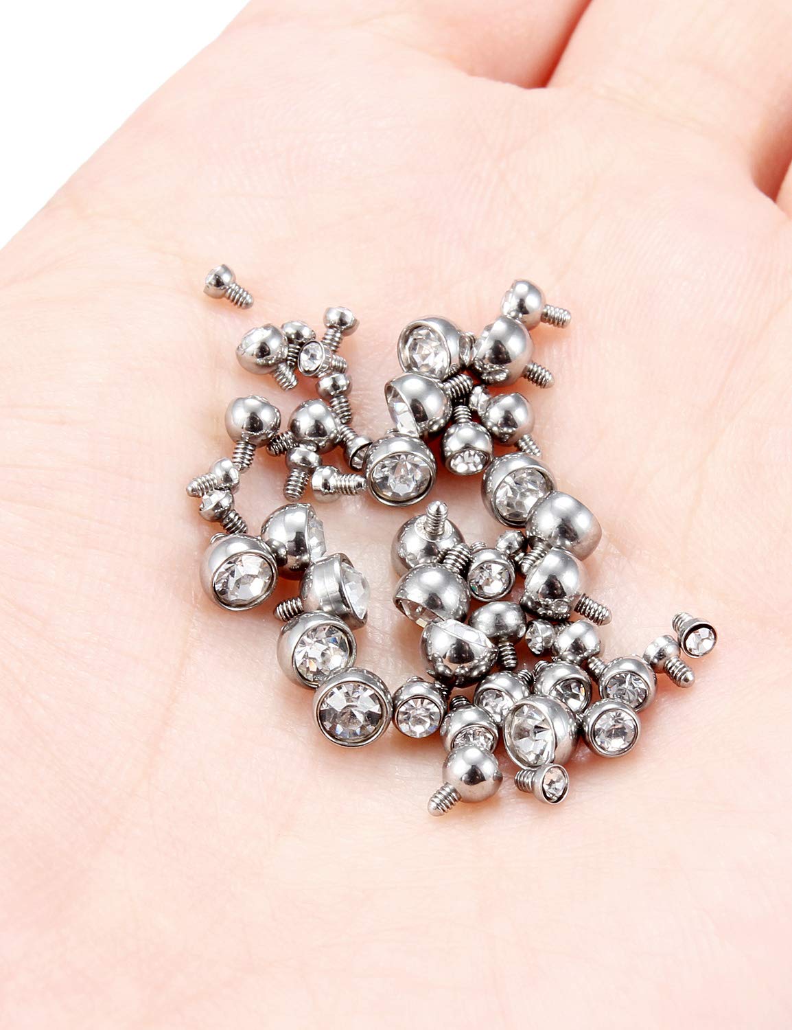 Gadeaila 14G Dermal Piercing Jewelry, 48Pcs Titanium Anchor Tops with 2/3/4MM White CZ Diamonds, for Women & Men