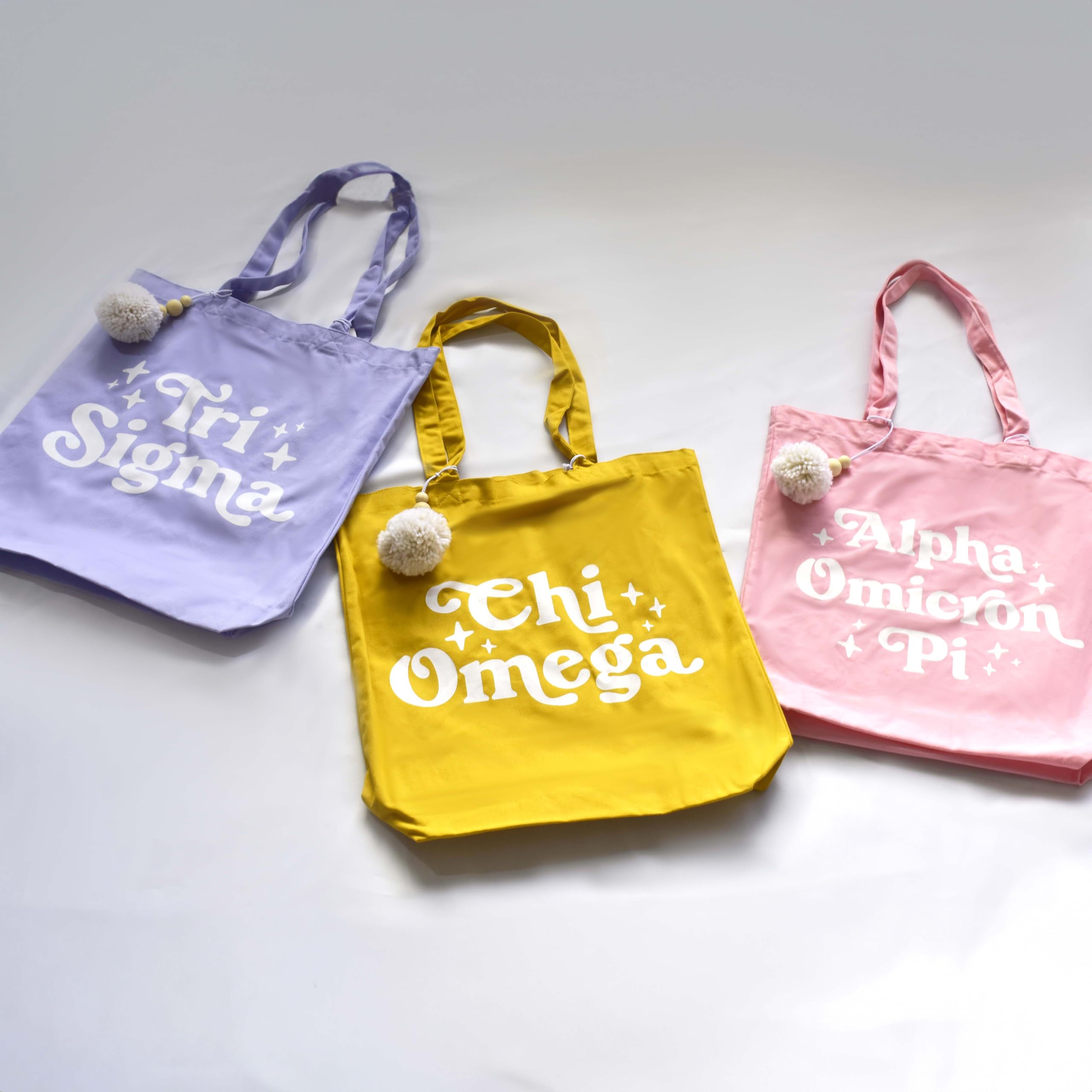 Sorority Shop Alpha Sigma Tau Retro Pom Pom Tote Bag