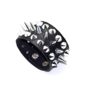 nsitbbuery punk rivet bracelet spike wide leather wristband bracelet(onesh)