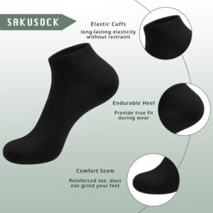 Women's Ankle Low Cut Socks Rayon Bamboo Lightweight Flat Seam Athletic Sock, 6 Pack Ladies Running Thin Sock (Black, US Size 8-11)