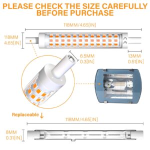 Lustaled R7s LED Bulb 118mm 10W 1300LM Warm White 3000K 110-130V J118 J Type Linear Double Ended 100W Halogen Equivalent for Floodlight Landscape (2 Pack Not Dimmable)