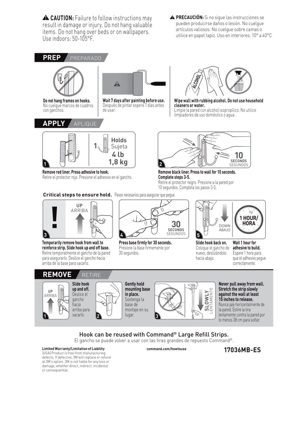 Command Large Wall Hooks, Damage Free Hanging Wall Hooks with Adhesive Strips, No Tools Double Wall Hooks for Hanging Decorations in Living Spaces, 2 Brushed Nickel Plastic Hooks and 2 Command Strips