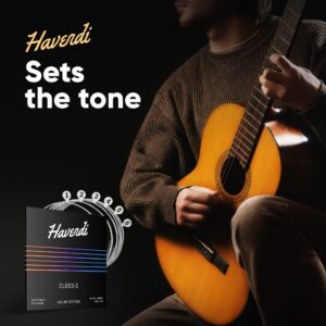 HAVENDI® Guitar Strings for classical guitar - brilliant sound quality strings made of nylon for classical guitar coated with silver (6 string set) incl. 3 picks