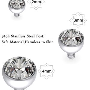 Gadeaila 14G Dermal Piercing Jewelry, 48Pcs Titanium Anchor Tops with 2/3/4MM White CZ Diamonds, for Women & Men