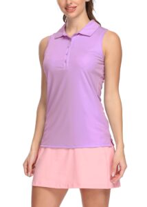 lastfor1 women's polo sleeveless shirts upf 50+ quick dry golf tennis athletic tank tops outdoor sports purple xl