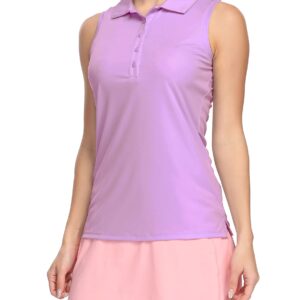 LastFor1 Women's Polo Sleeveless Shirts UPF 50+ Quick Dry Golf Tennis Athletic Tank Tops Outdoor Sports Purple XL