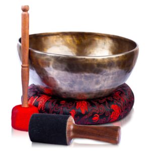 himalayan bazaar large tibetan singing bowl set - 9" master healing grade for sound bath chakra 7 metal meditation yoga