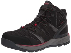 propét men's veymont waterproof hiking boots, black/red, 10.5 xx-wide us