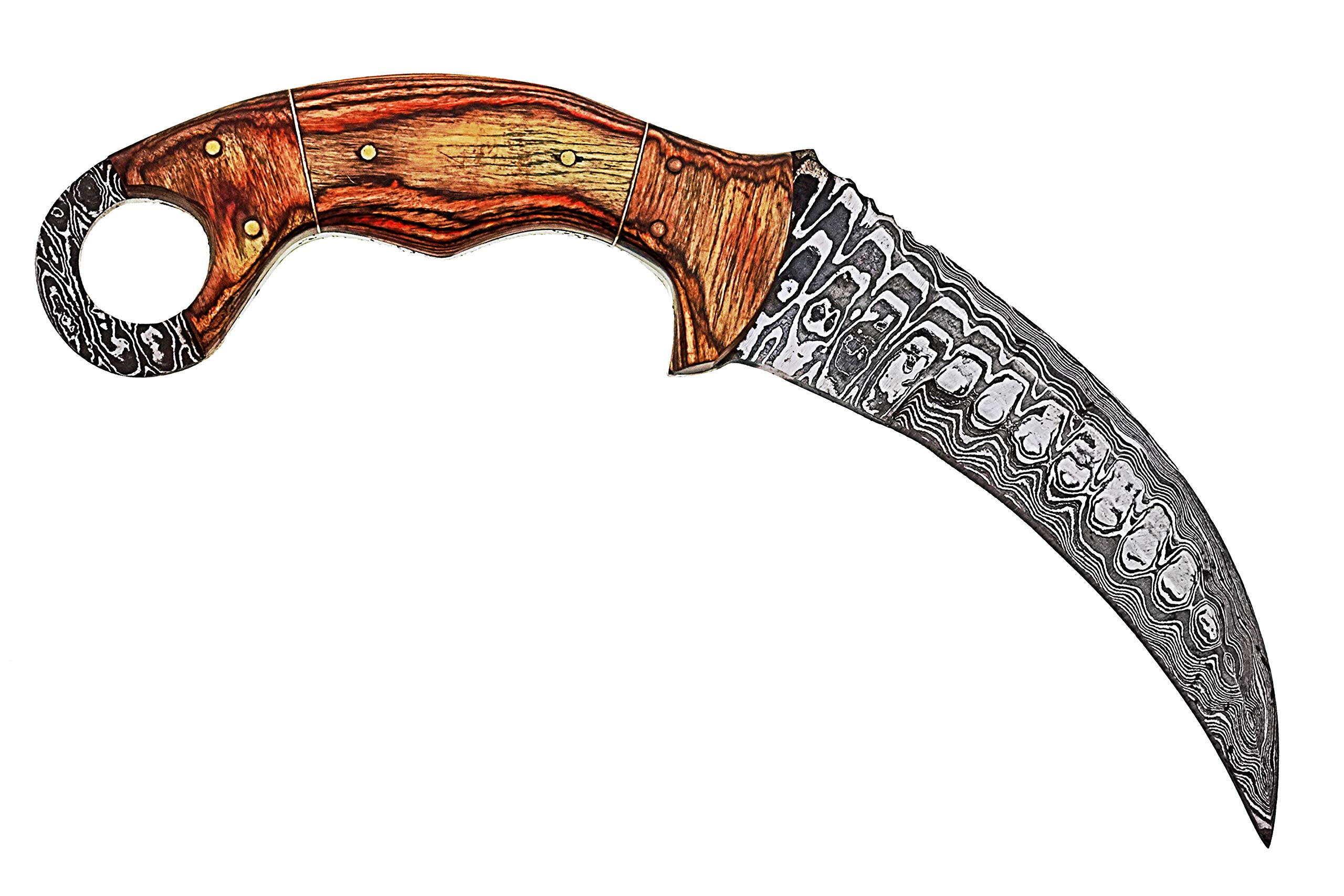 Damascus Steel Hunting Knife - Fixed Blade Knives with Sheath - Firm Grip Handle