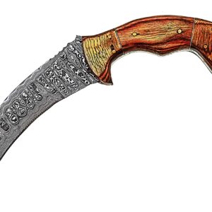 Damascus Steel Hunting Knife - Fixed Blade Knives with Sheath - Firm Grip Handle