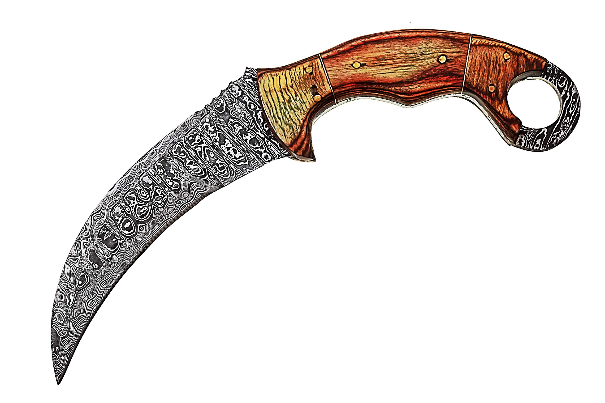 Damascus Steel Hunting Knife - Fixed Blade Knives with Sheath - Firm Grip Handle