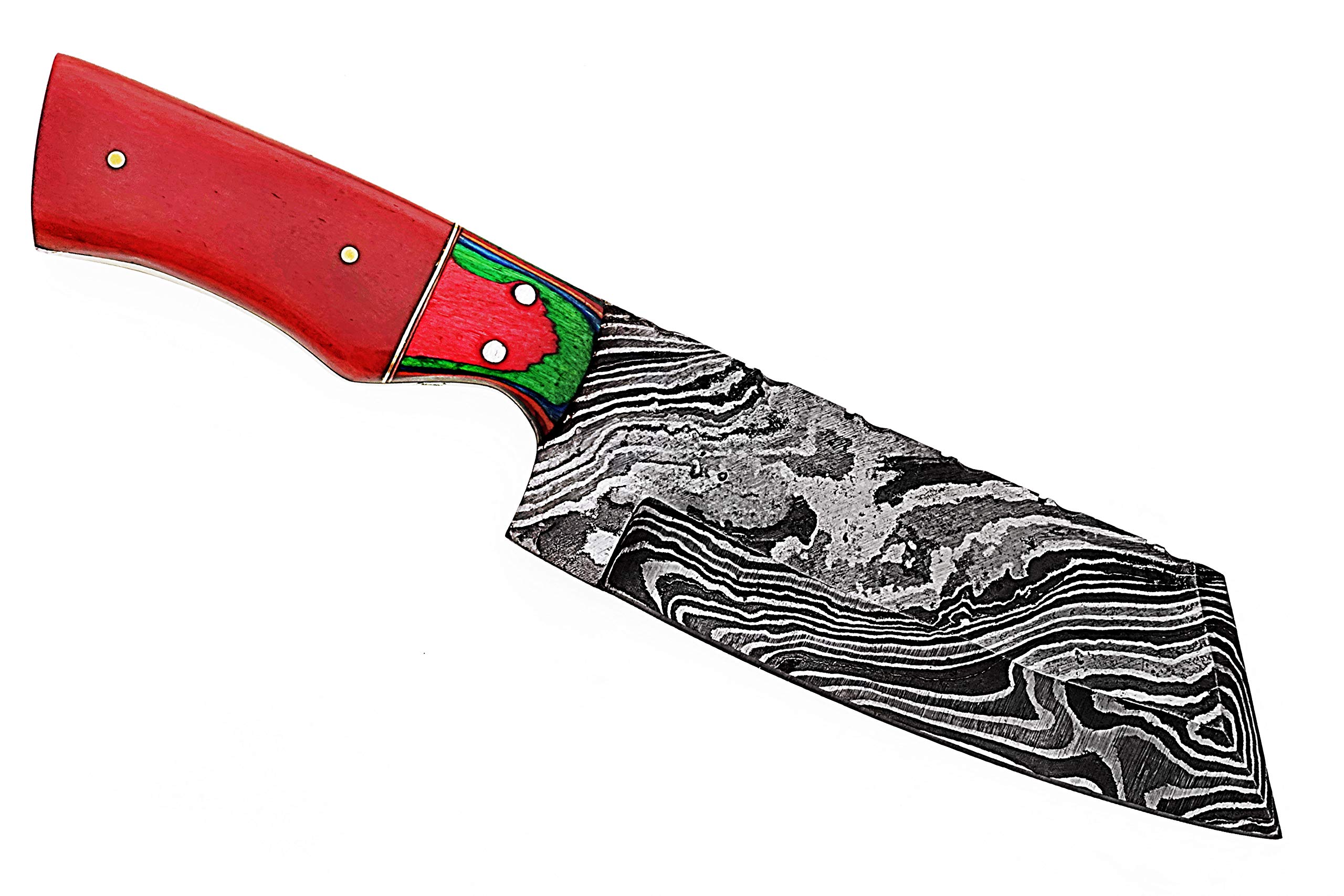 Damascus Steel Hunting Knife - Fixed Blade Knives with Sheath - Firm Grip Handle Made of Rose Wood (Mac)