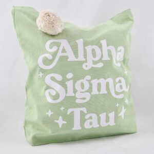 Sorority Shop Alpha Sigma Tau Retro Pom Pom Tote Bag