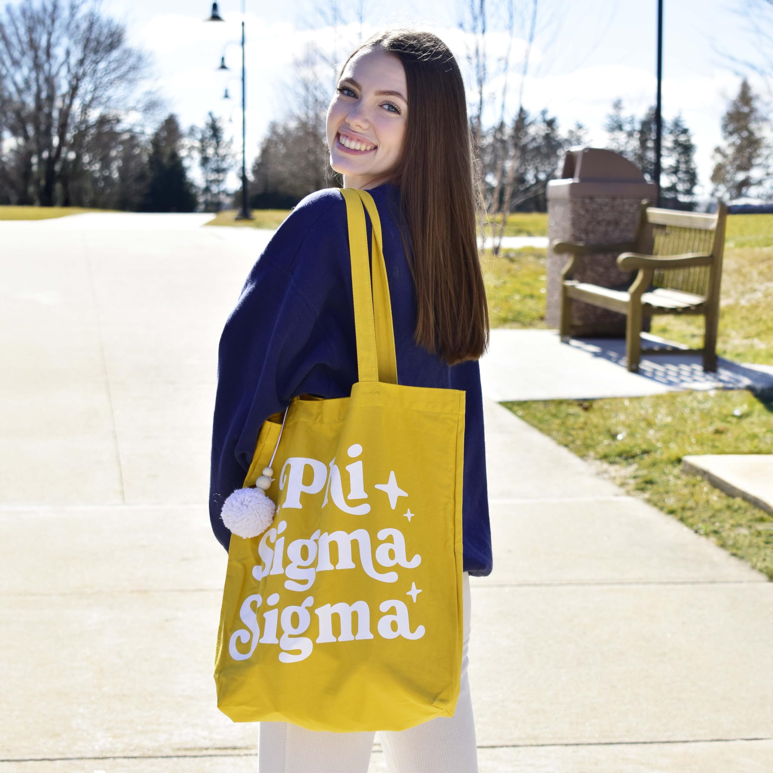 Sorority Shop Sigma Kappa Retro Pom Pom Tote Bag