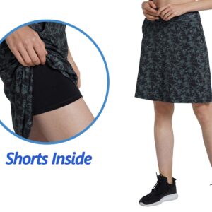 Women Skorts Knee Length Skirts Causal Skorts Skirts with Pockets Golf Skirt Plus Size Skorts Longer Length Tennis Skirt Leaf M