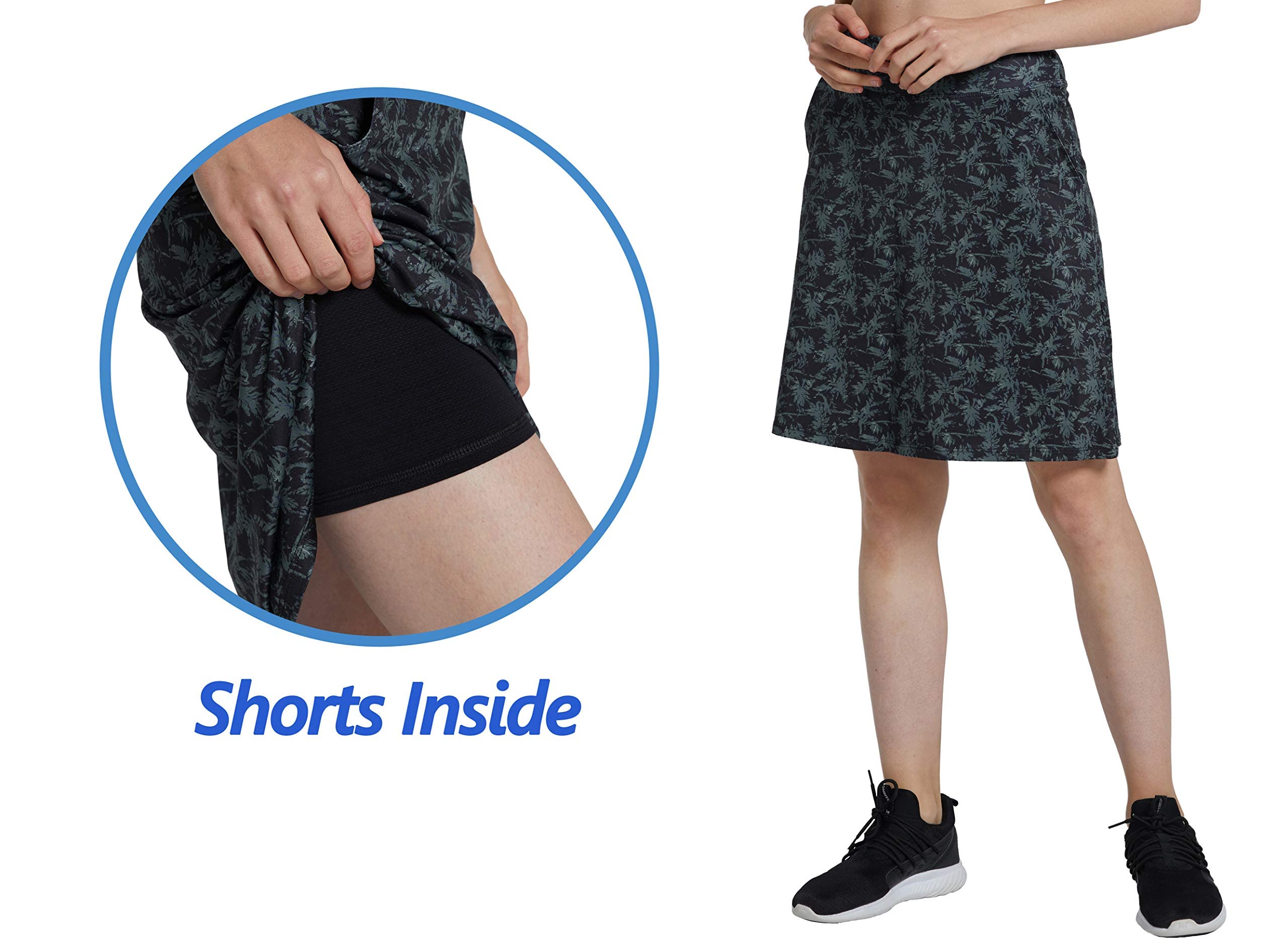 Women Skorts Knee Length Skirts Causal Skorts Skirts with Pockets Golf Skirt Plus Size Skorts Longer Length Tennis Skirt Leaf M