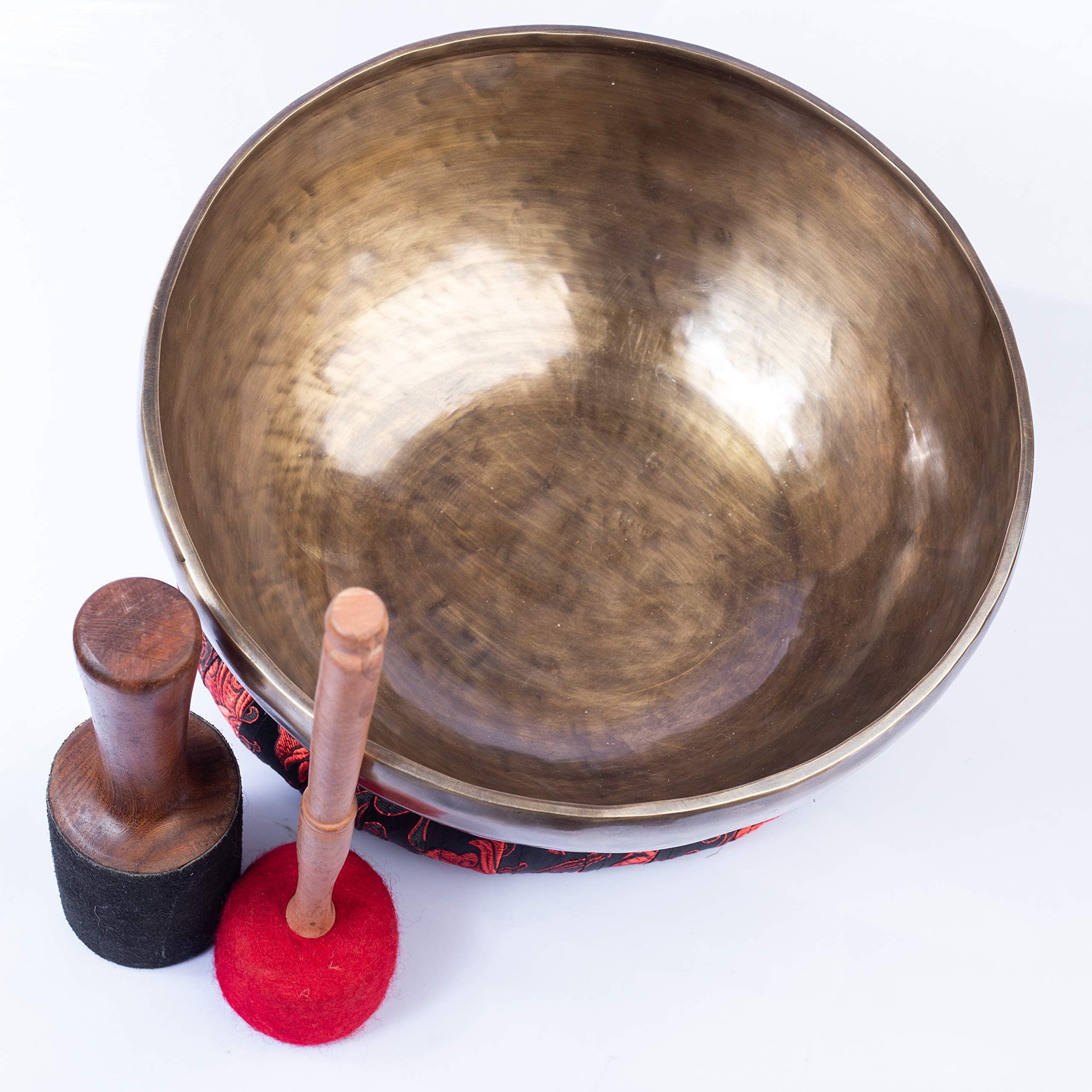 Himalayan Bazaar Large Tibetan Singing Bowl Set - 9" Master Healing Grade For Sound Bath Chakra 7 Metal Meditation Yoga