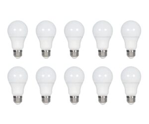 satco s11411 9.5-watt a19 led light bulbs, 60-watt replacement, 5000k natural light, 760 lumens, 10 pack