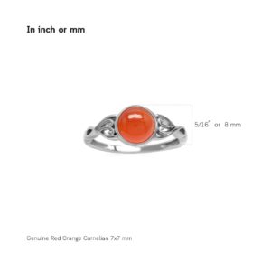 Silvershake Geunine Orange Carnelian Stone 925 Sterling Silver Victorian Style Solitaire Ring Size 7