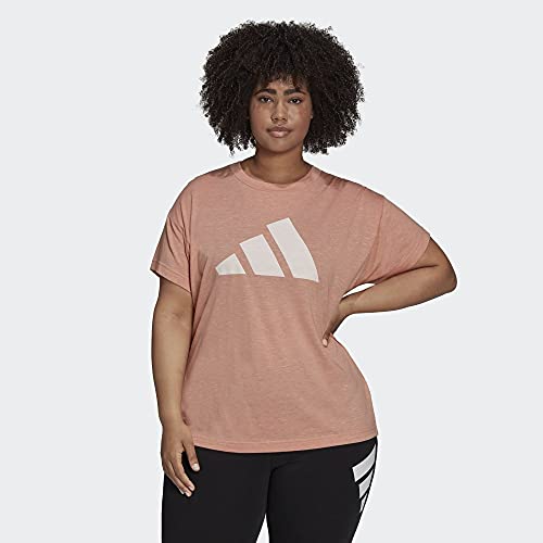 Adidas Women's Plus Size Sportswear Winners 2.0 T-Shirt, Ambient Blush Melange, 1X