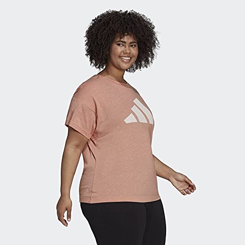 Adidas Women's Plus Size Sportswear Winners 2.0 T-Shirt, Ambient Blush Melange, 1X