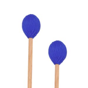 marimba mallets, blue medium hard mallets yarn head keyboard marimba mallets with maple handle, pack of 2