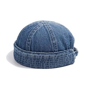 Croogo Beanie Docker Cap Brimless Hat Skullcap Denim Retro Worker Rolled Cuff Harbour Hat No Visor Sailor Hats Landlord Hat