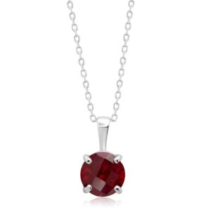 max + stone 14k white gold created red ruby round pendant necklace for women 6mm solitaire july birthstone with 18 inch cable chain