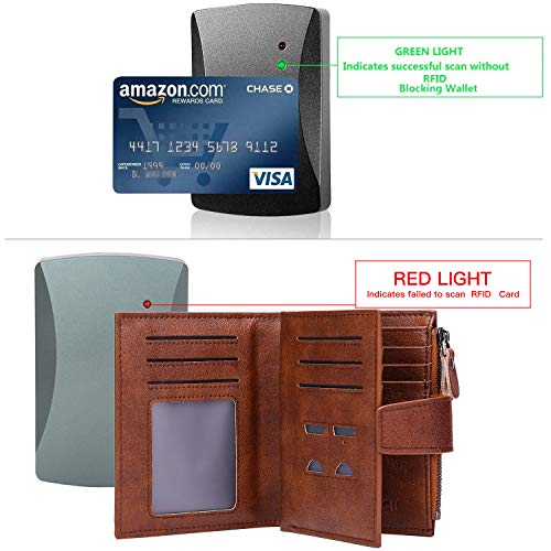 FALAN MULE Wallet for Men Genuine Leather RFID Blocking Mens Wallet with Zipper Coin Pocket ID Window