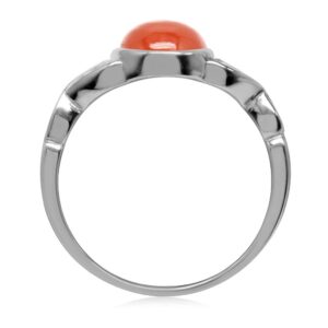 Silvershake Geunine Orange Carnelian Stone 925 Sterling Silver Victorian Style Solitaire Ring Size 7