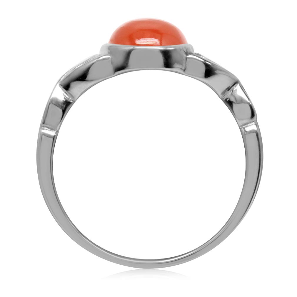 Silvershake Geunine Orange Carnelian Stone 925 Sterling Silver Victorian Style Solitaire Ring Size 7