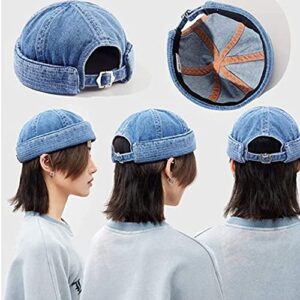 Croogo Beanie Docker Cap Brimless Hat Skullcap Denim Retro Worker Rolled Cuff Harbour Hat No Visor Sailor Hats Landlord Hat