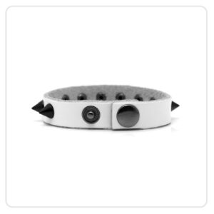 Nsitbbuery Hip Hop Rivet Wristband Spike Leather Cuff Bracelet(White)