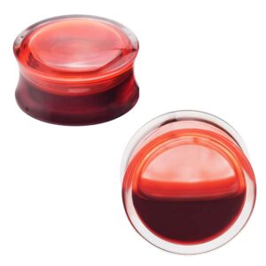 yofanst red liquid blood ear plugs acrylic saddle stretching tunnels expander gauge 00g