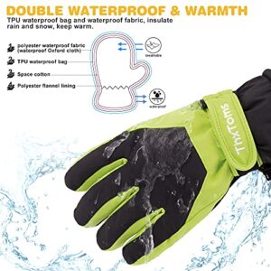 ThxToms Kids Winter Gloves Waterproof Ski Snow Gloves for Boys & Girls Cold Weather Outdoor Sports Snowboard Bicycle for 4-14 Years Old