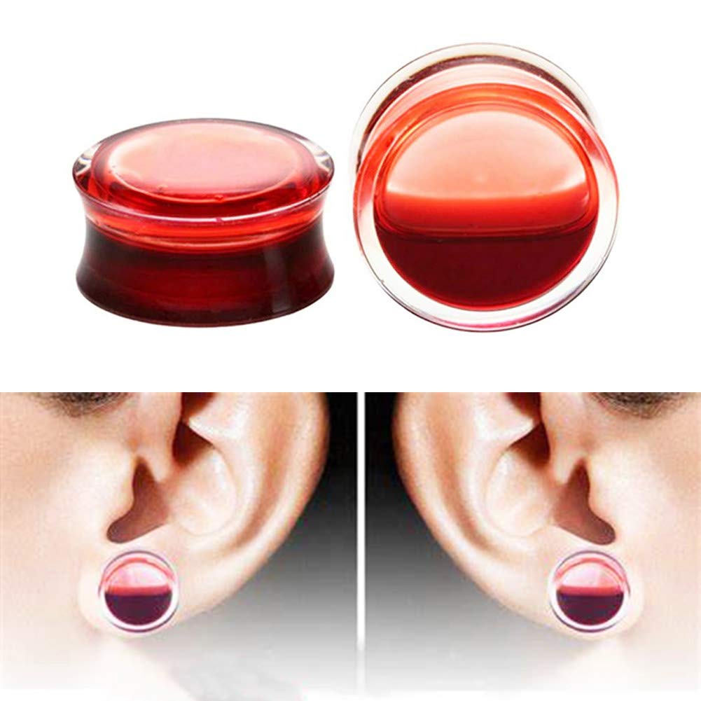 YOFANST Red Liquid Blood Ear Plugs Acrylic Saddle Stretching Tunnels Expander Gauge 00g