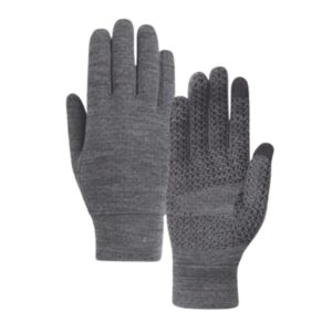 terramar adult merino wool glove liner, charcoal heather, large