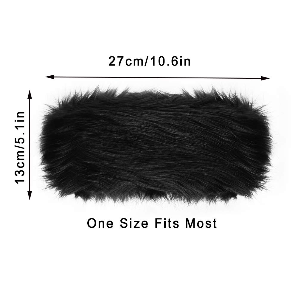 Sanlykate Faux Fur Headband with Elastic, Winter Furry Ear Warmer Earmuffs for Women