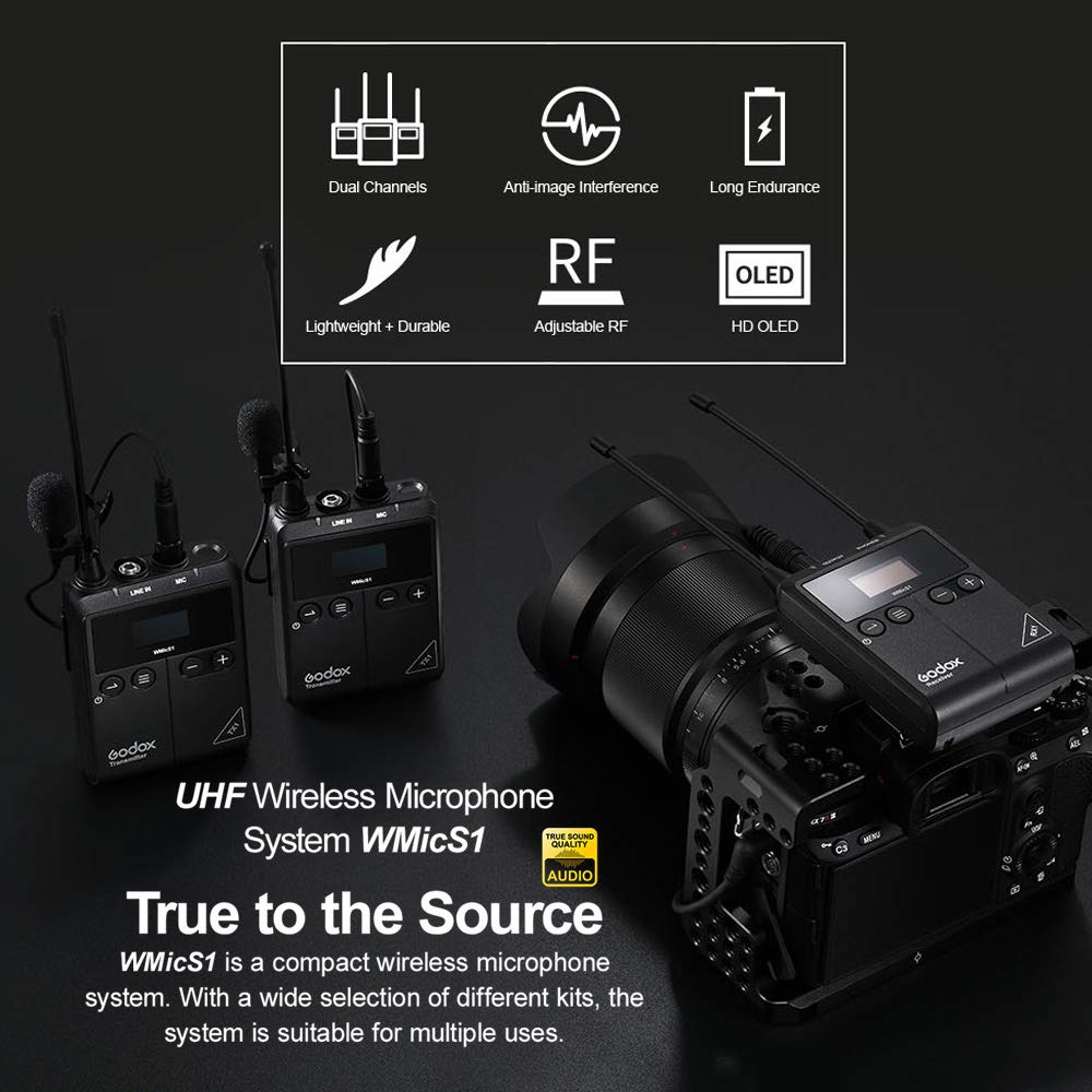 Godox WMicS1 UFH Wireless Microphone System 1 with Omni Lavalier Microphone