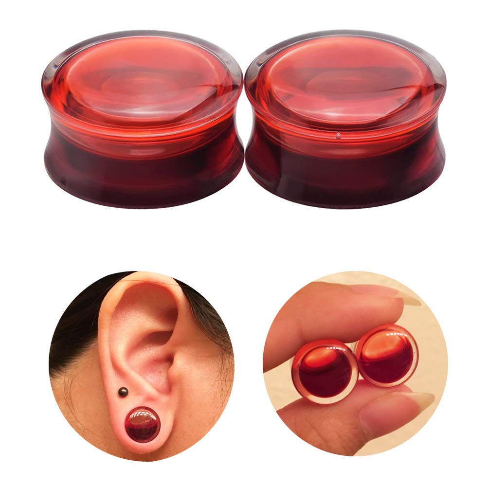 YOFANST Red Liquid Blood Ear Plugs Acrylic Saddle Stretching Tunnels Expander Gauge 00g