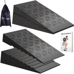 squat wedge block (4pcs) adjustable non-slip squat ramp, deadlift wedge, calf stretcher, slant board, incline board improve strength for squat and deadlift